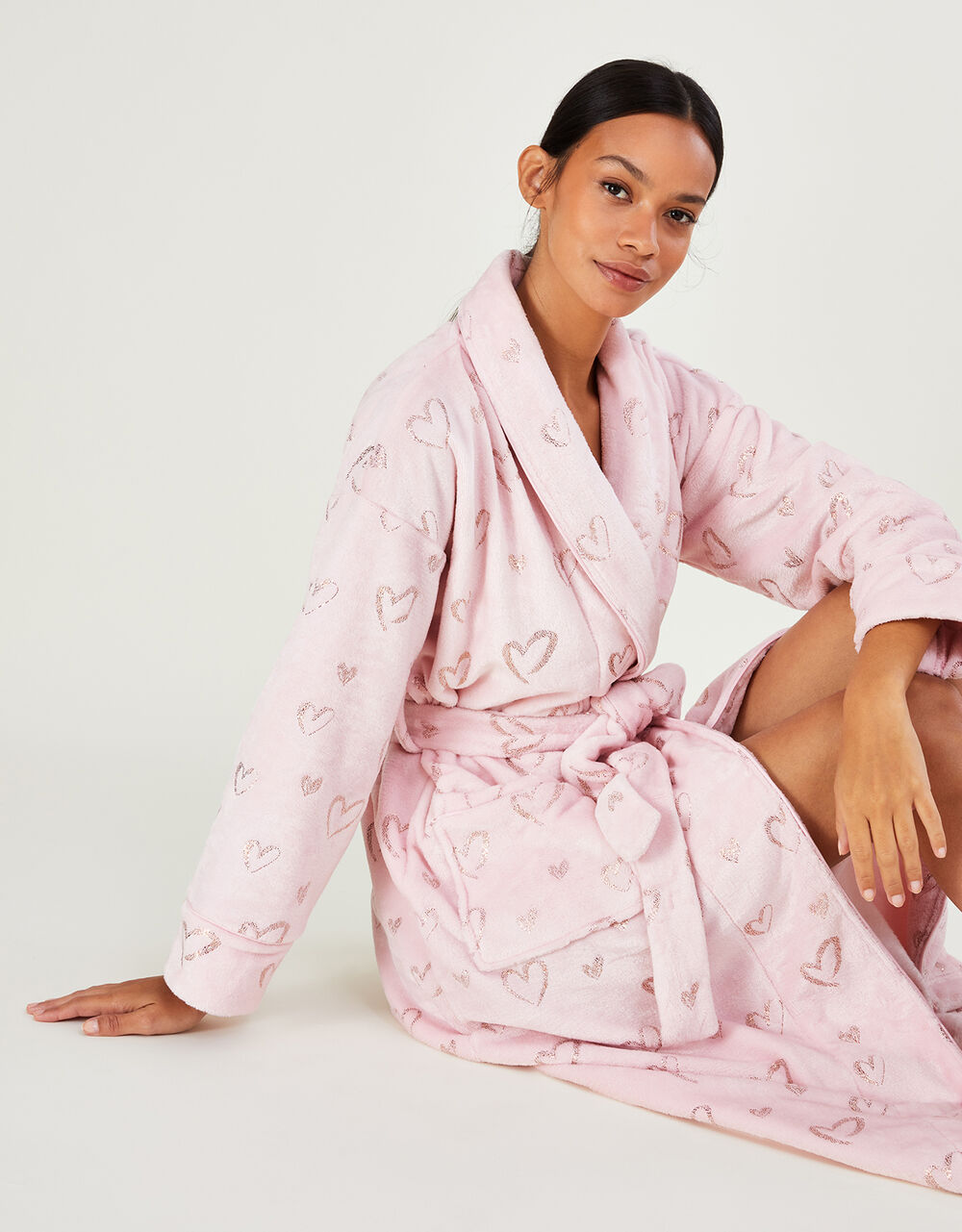 Heart Foil Dressing Gown Pink | Robes And Dressing Gowns | Monsoon UK.