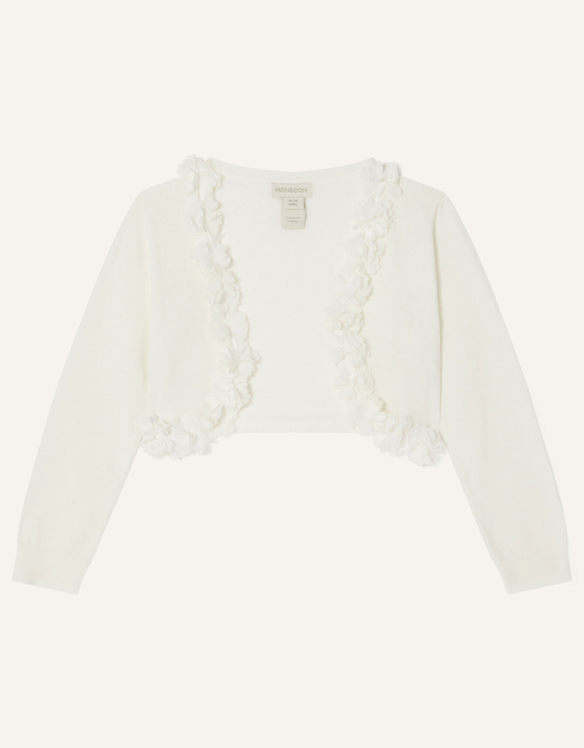 Flora 3D Detail Cardigan Ivory | Girls' Cardigans | Monsoon UK.