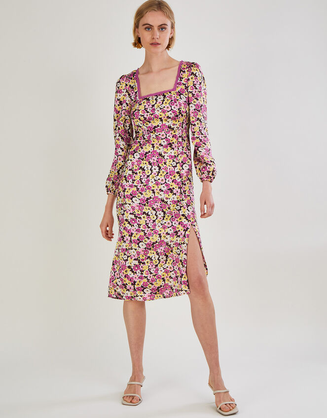 Daria Long Sleeve Midi Dress with Recycled Polyester Pink