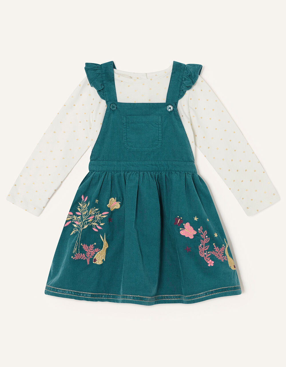 Baby Pinny Dress and Top Set Teal | Baby Girl Dresses | Monsoon UK.
