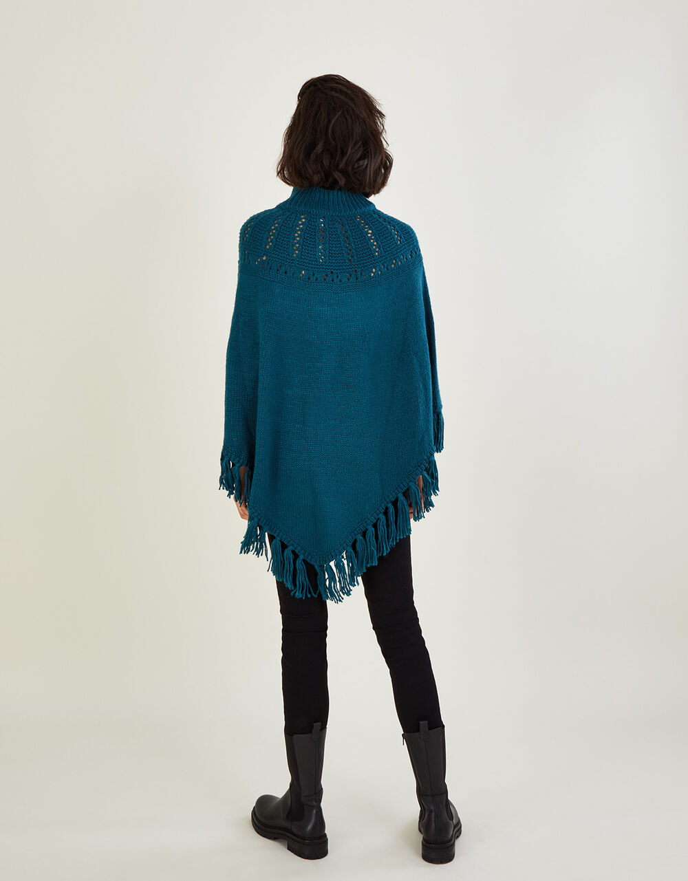 Pointelle Poncho with Fringe Trim | Ponchos | Monsoon UK.