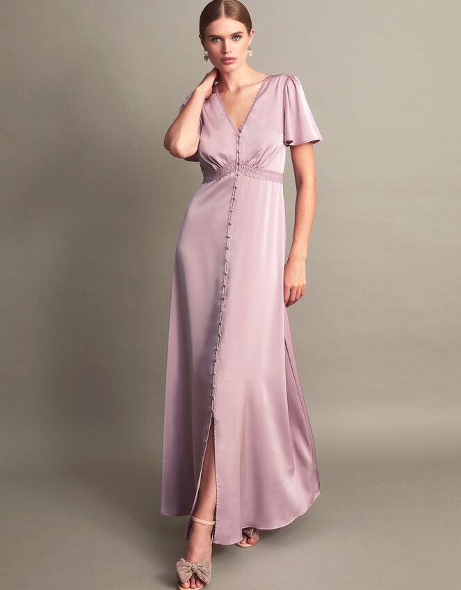 Ivy Satin Maxi Dress Mink | Evening Dresses | Monsoon UK.