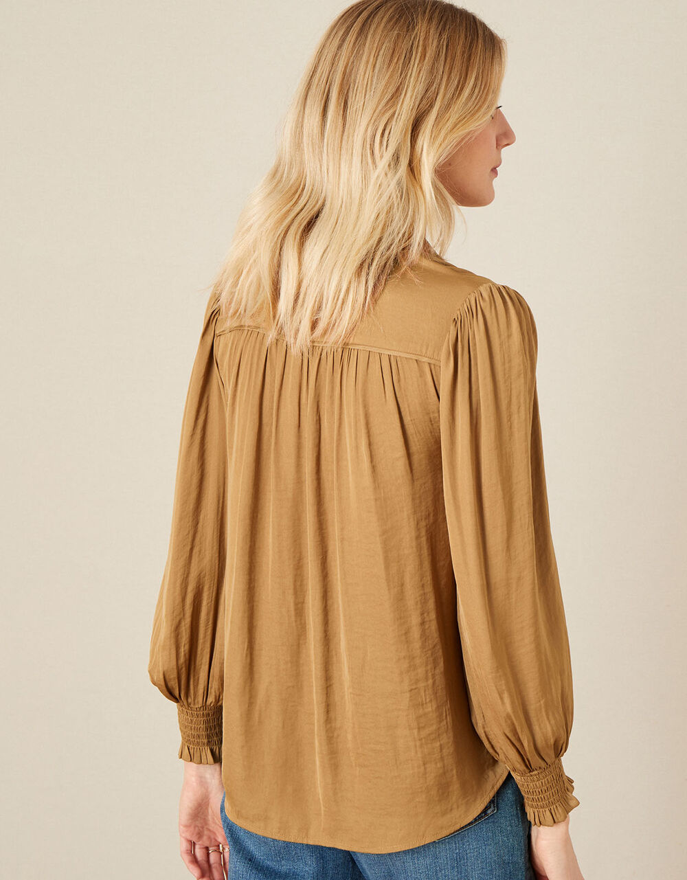 Poppy Satin Blouse Gold | Blouses & Shirts | Monsoon UK.