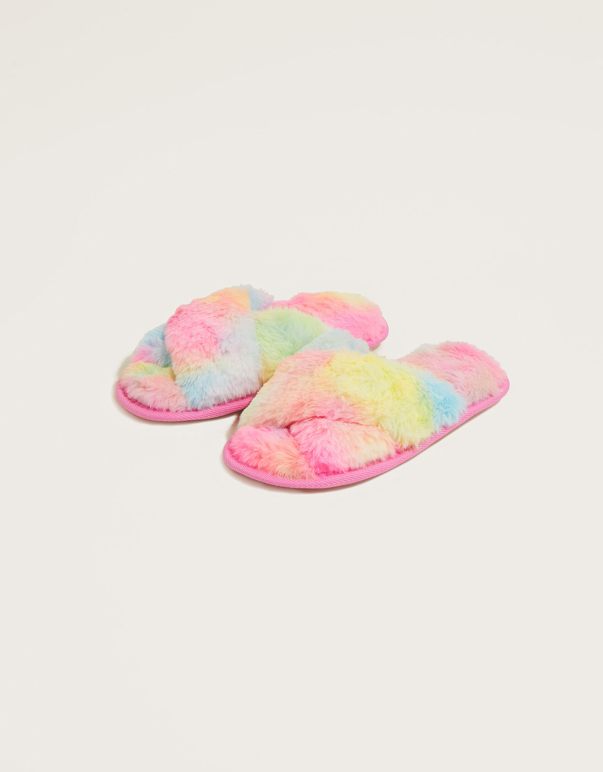 Furry Rainbow Cross Sliders Multi