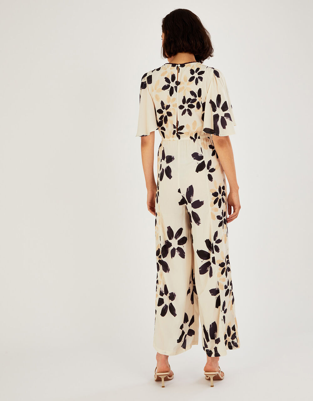 Abstract Floral Print Embroidered Jumpsuit Ivory | Jumpsuits | Monsoon UK.