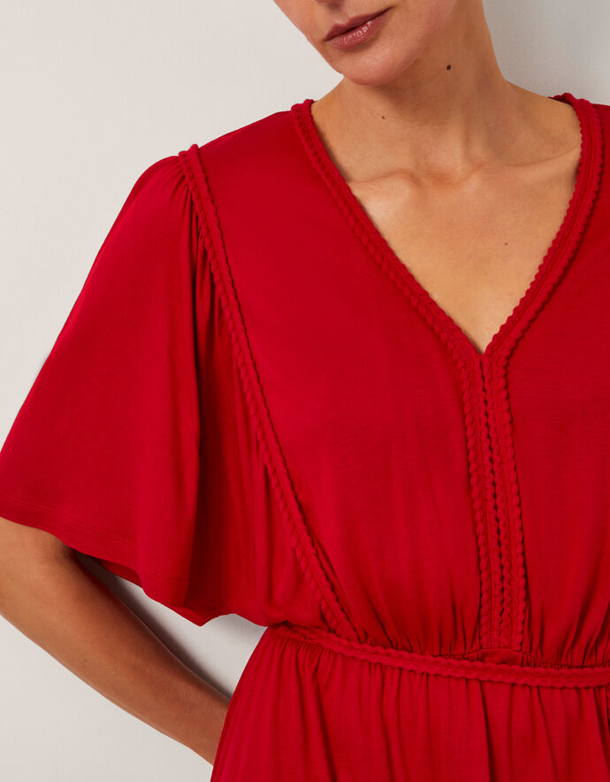 Paula Braided Jersey Midi Dress Red | Midi Dresses | Monsoon UK.