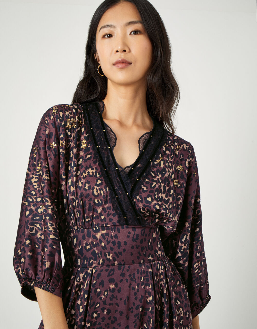 Luna Lace Animal Print Dress Brown | Casual & Day Dresses | Monsoon UK.