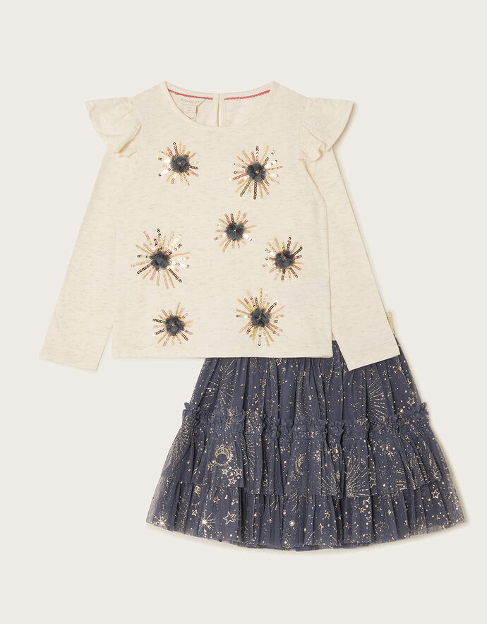 Celestial Top and Skirt Set Blue