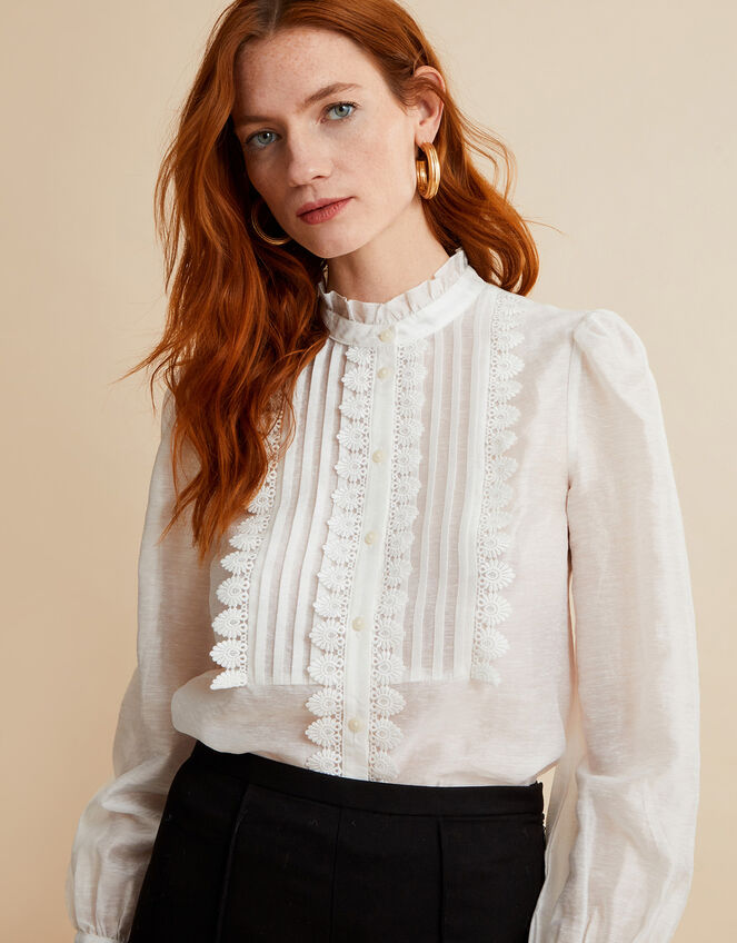 Iva Lace Trim Blouse Ivory | Tops & T-shirts | Monsoon UK.