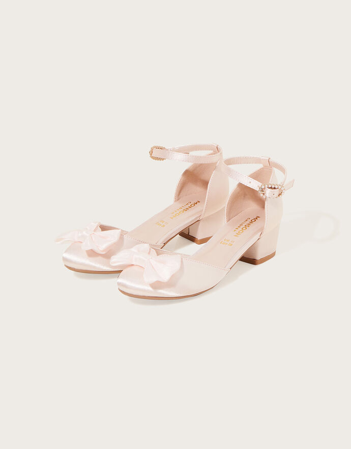 Kali Satin Bow Two-Part Heels Pink
