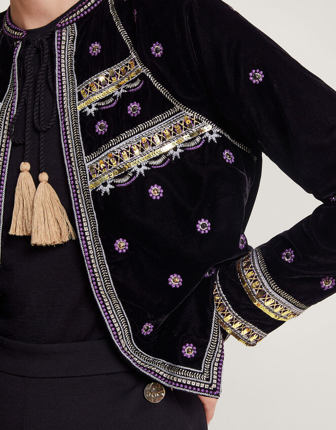 Vera Embellished Velvet Jacket Black | Women's Jackets | Monsoon UK.