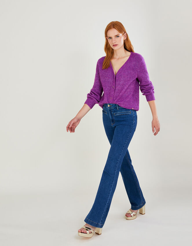 Super-Soft Ribbed Knit Cardigan Purple | Cardigans | Monsoon UK.