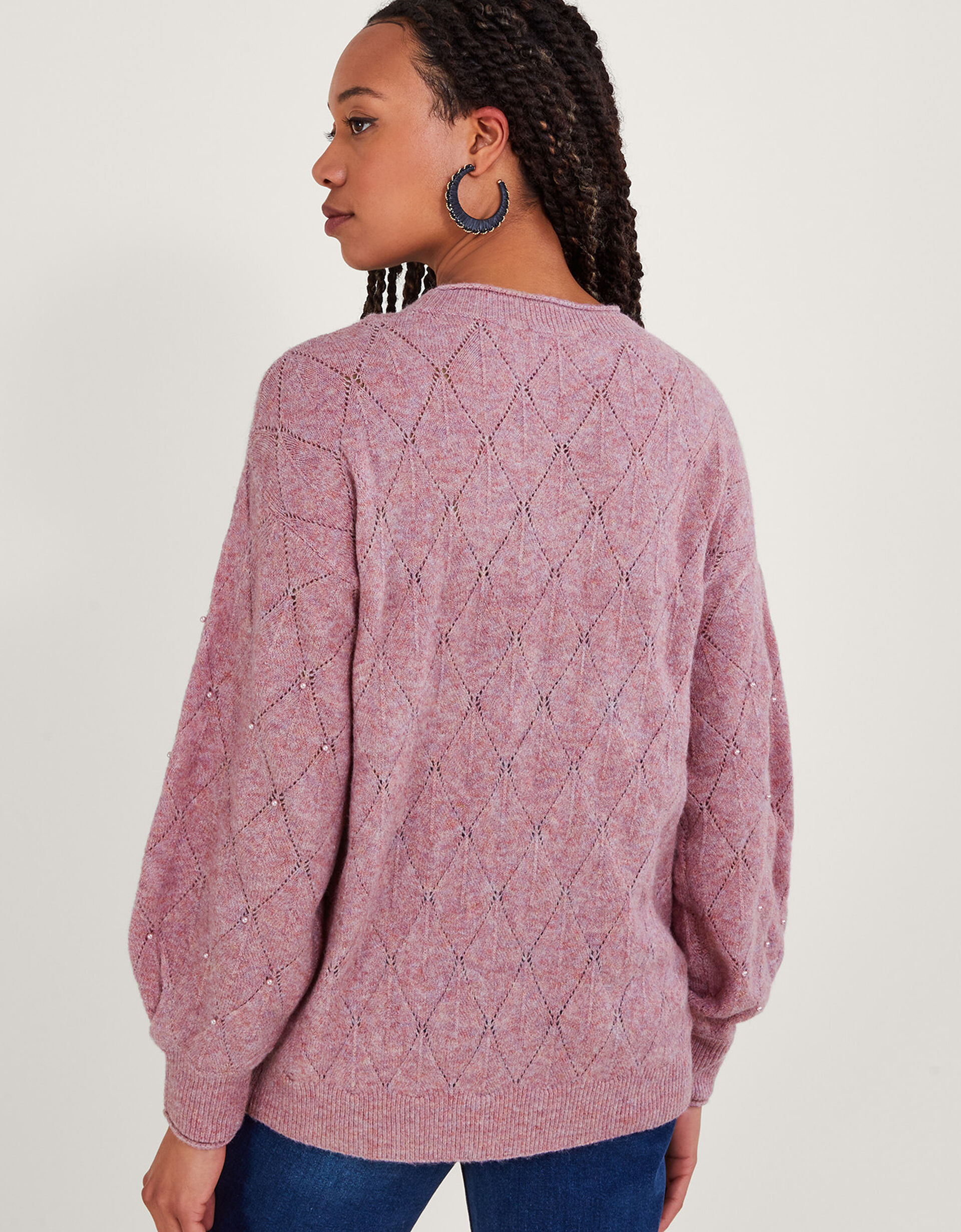 Pearl Detail Jumper Pink | Jumpers | Monsoon UK.