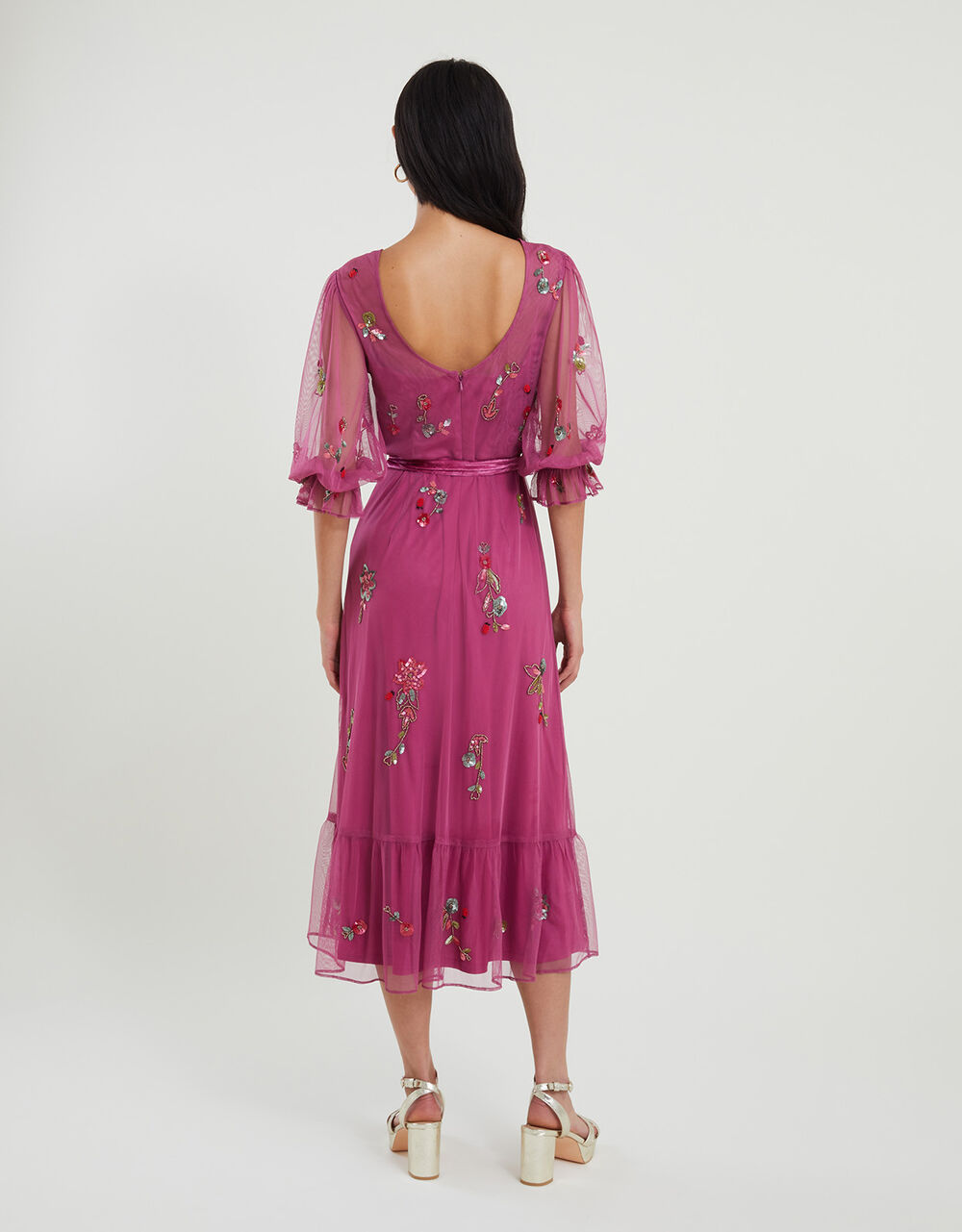 Sabrina Embellished Midi Dress Pink | Evening Dresses | Monsoon UK.