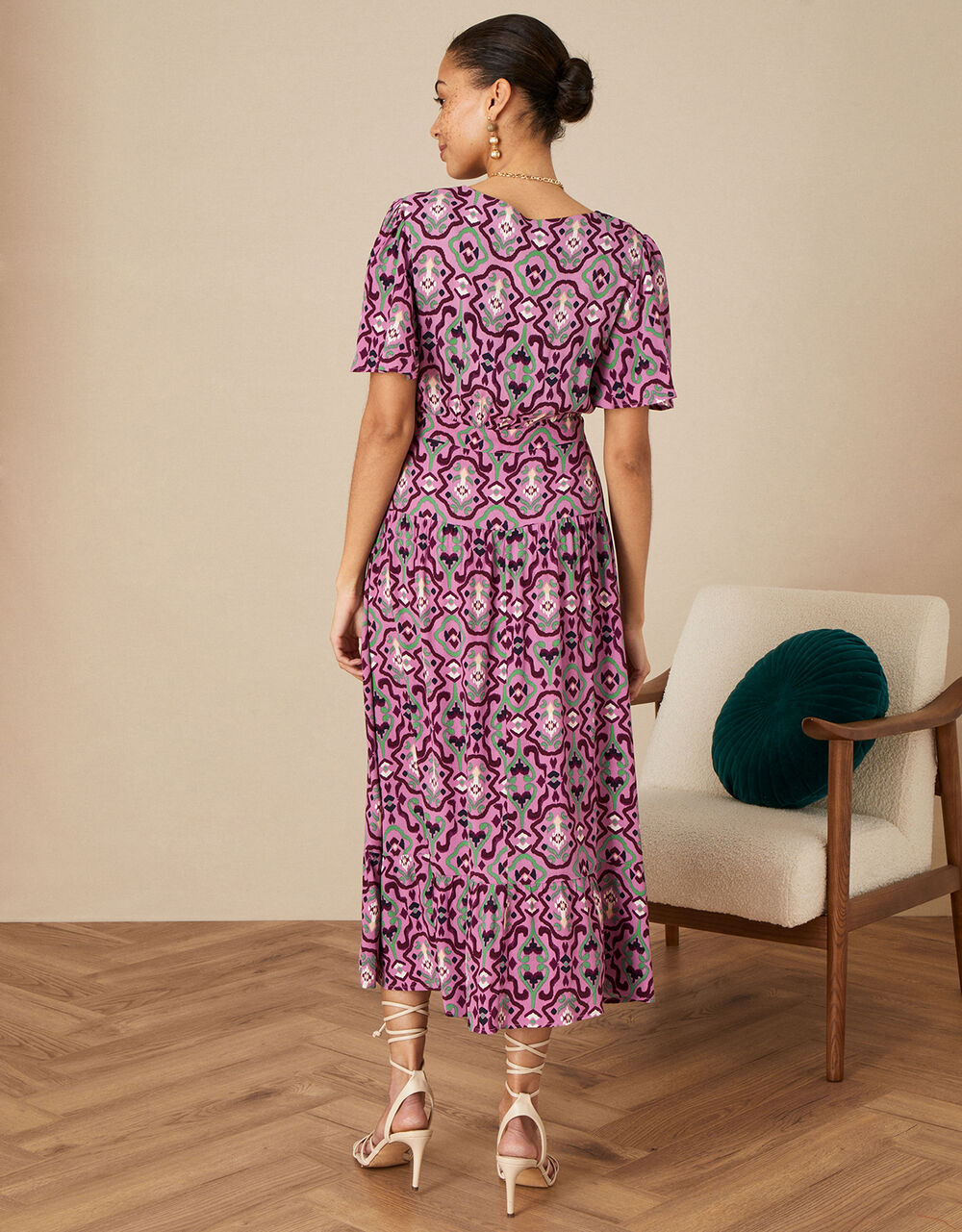 Ikat Wrap Dress in LENZING™ ECOVERO™ Pink | Casual & Day Dresses ...