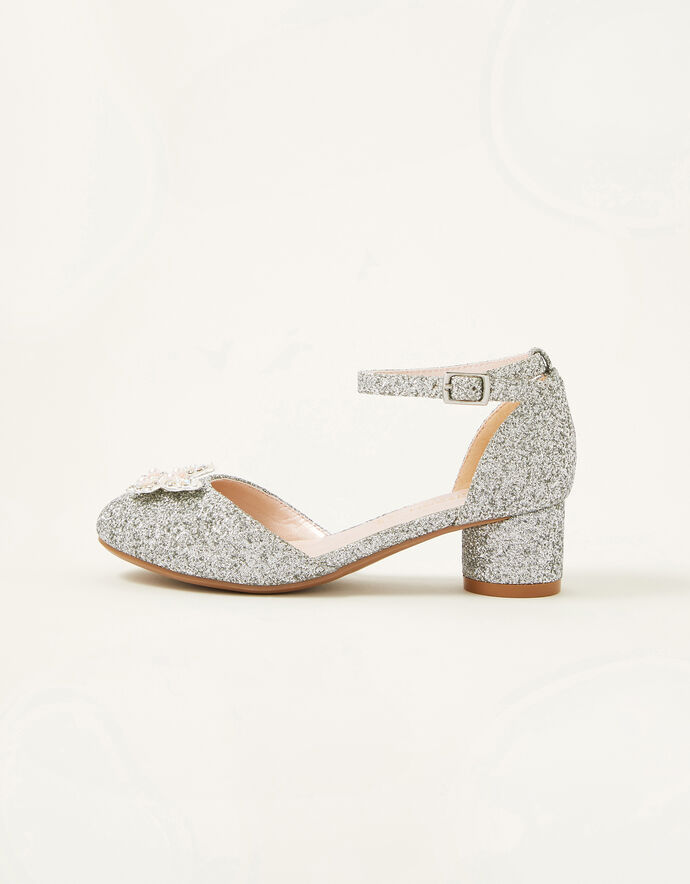 Butterfly Glitter Heels Silver