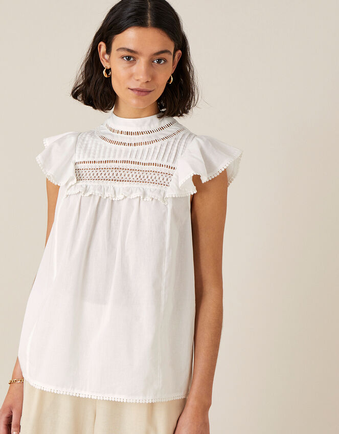 Lace Chest Top in Organic Cotton Ivory | Vests, Camisoles And ...