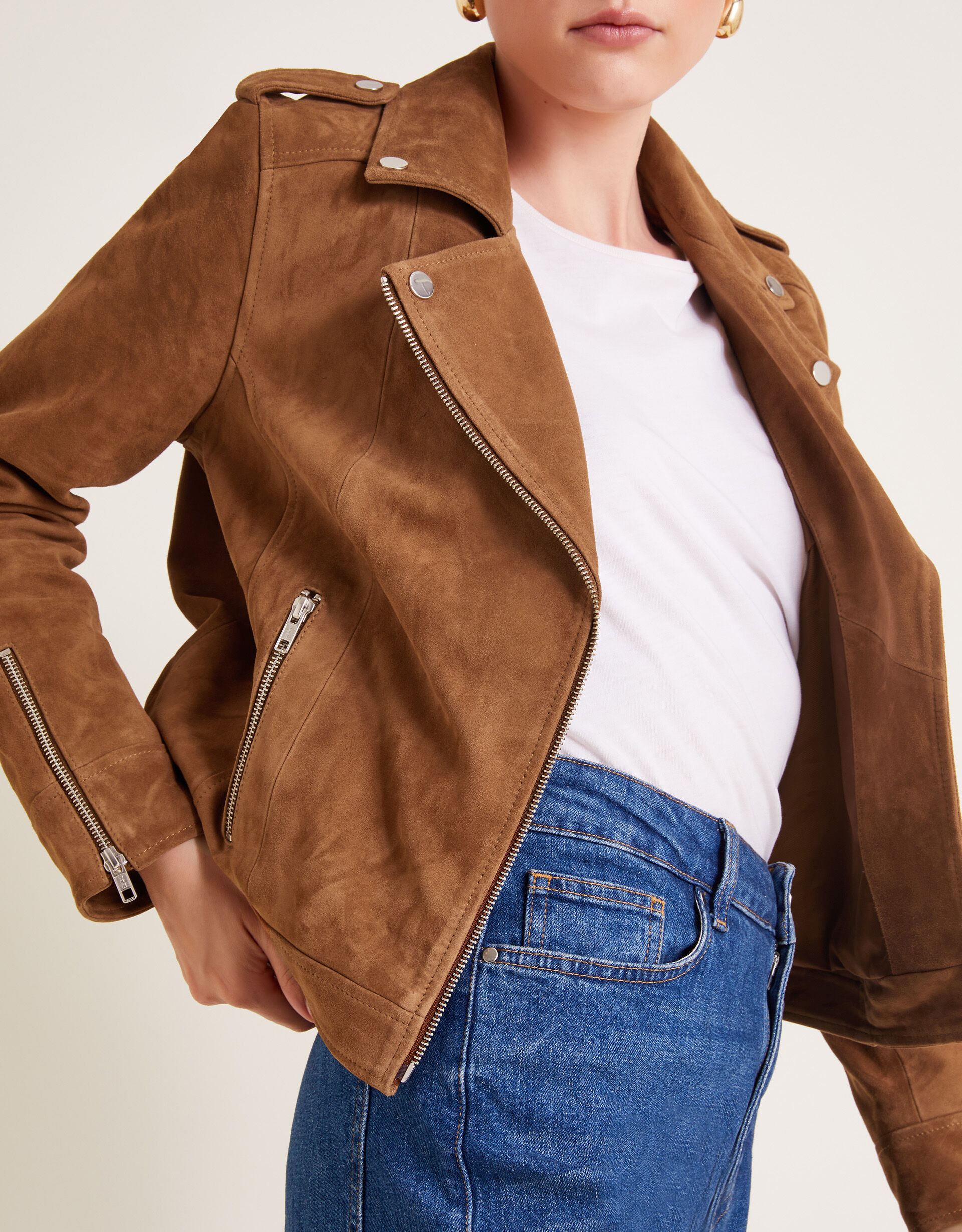 Sienna Suede Jacket Tan | Women's Jackets | Monsoon UK.