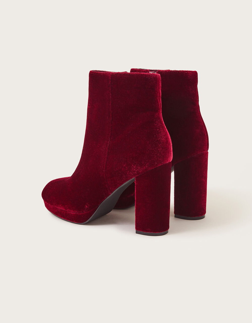 Velvet Platform Boots Red | Women's Shoes | Monsoon UK.