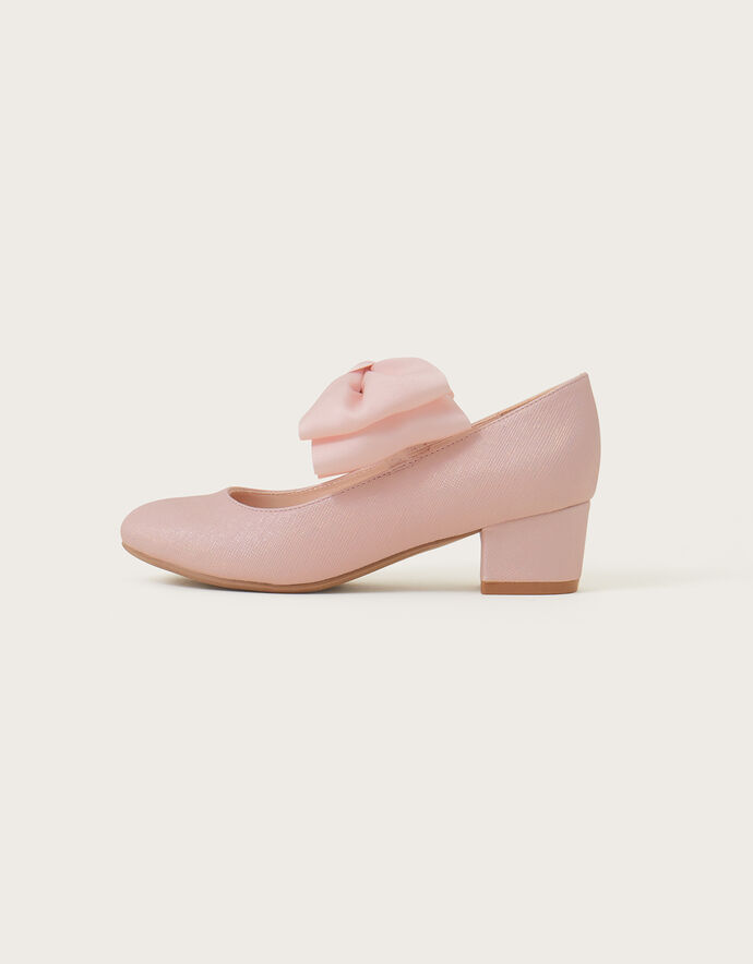 Poppy Satin Bow Heels Pink