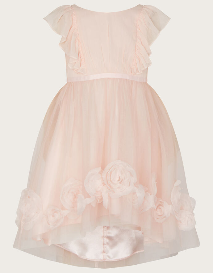 Chiffon 3D Roses Dress Pink
