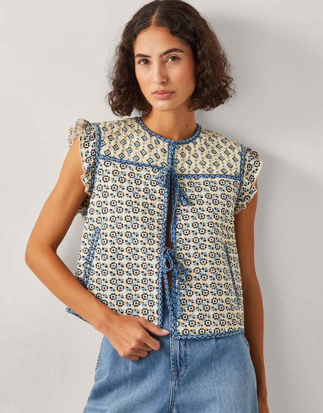 Judy Geometric Quilted Waistcoat Ivory | Jackets | Monsoon UK.