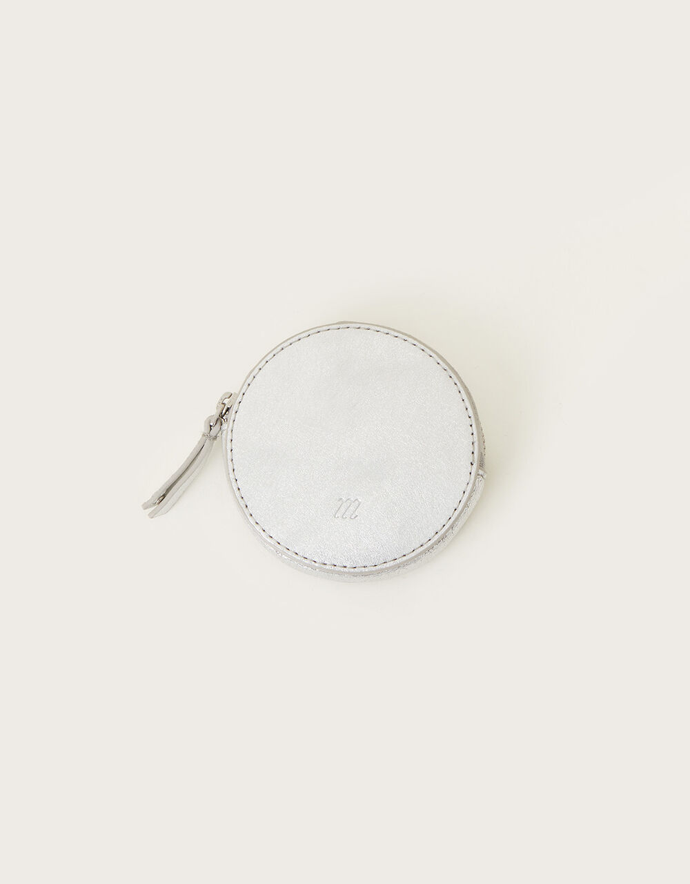 Metallic Leather Round Coin Purse Silver | Bags & Purses | Monsoon UK.