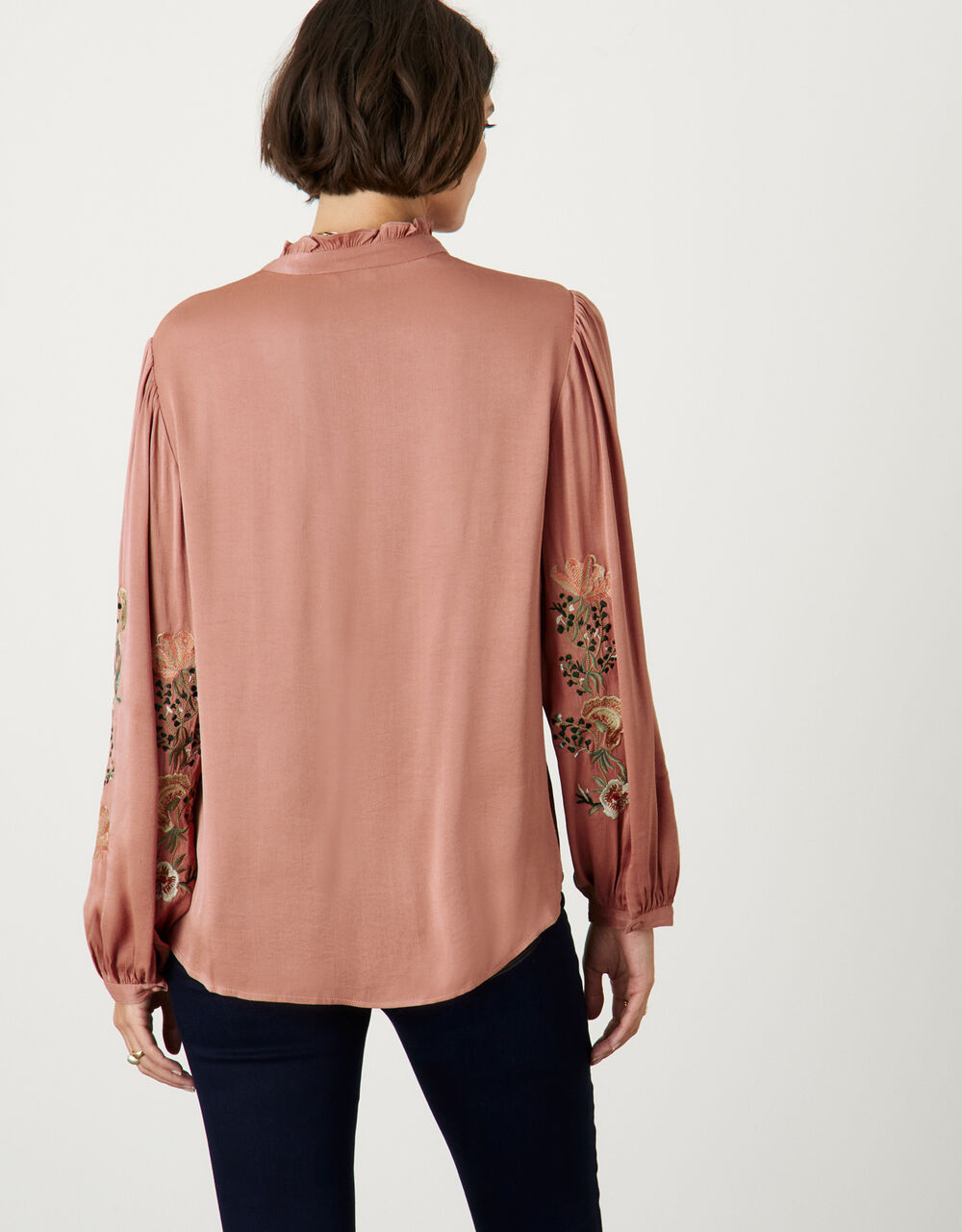 Embroidered Oriental Floral Long Back Top Orange | Tops & T-shirts ...