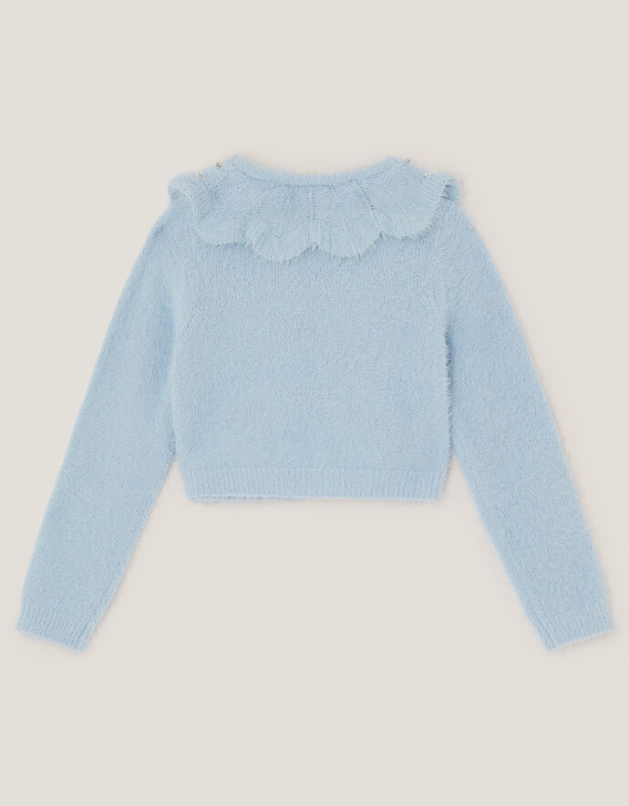 Embellished Collar Fuzzy Cardigan Blue | Girls' Cardigans | Monsoon UK.