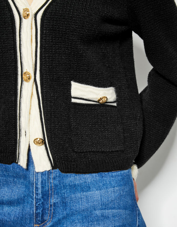 Pia Contrast Trim Cardigan Black