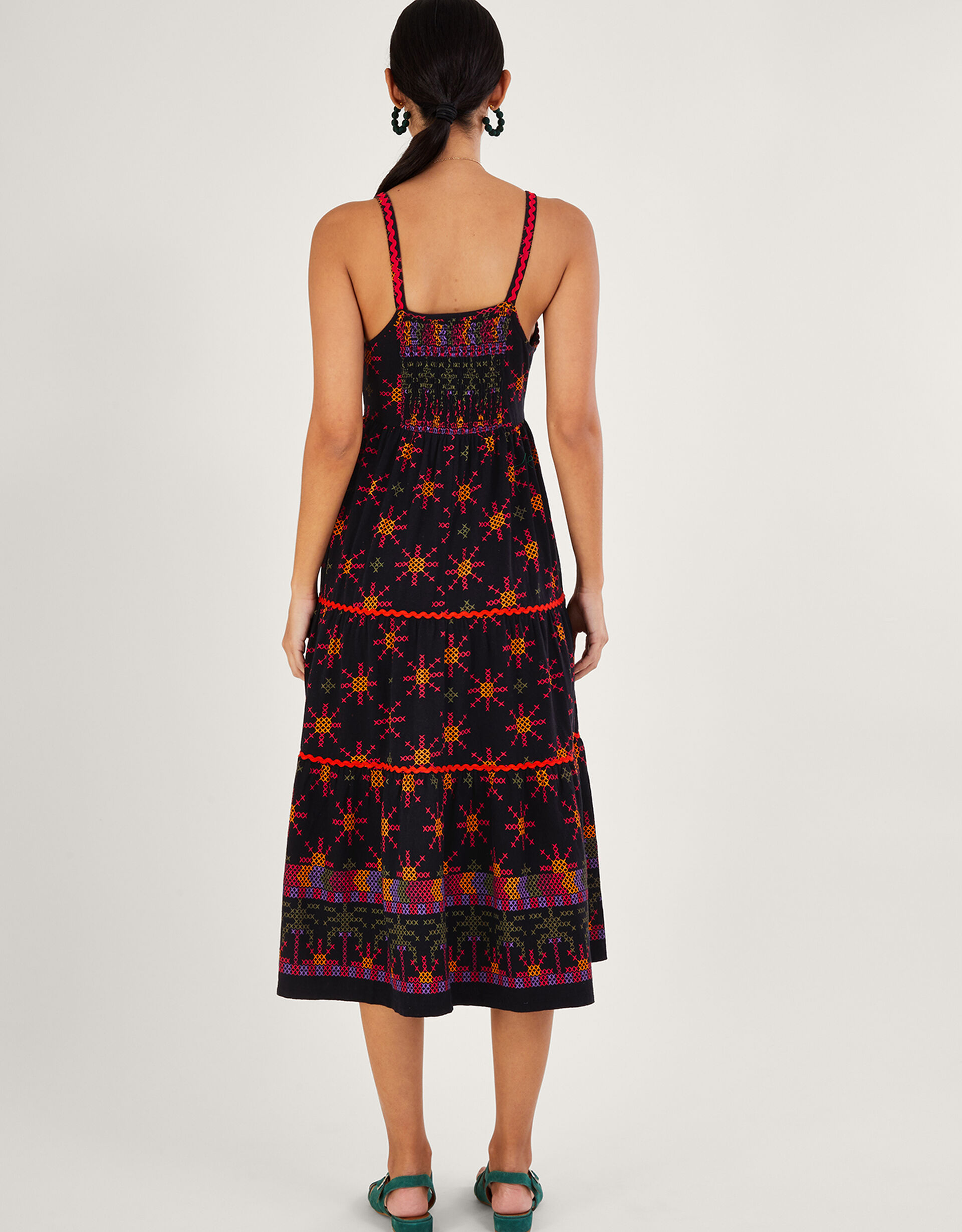 Geometric Print Jersey Sundress Black