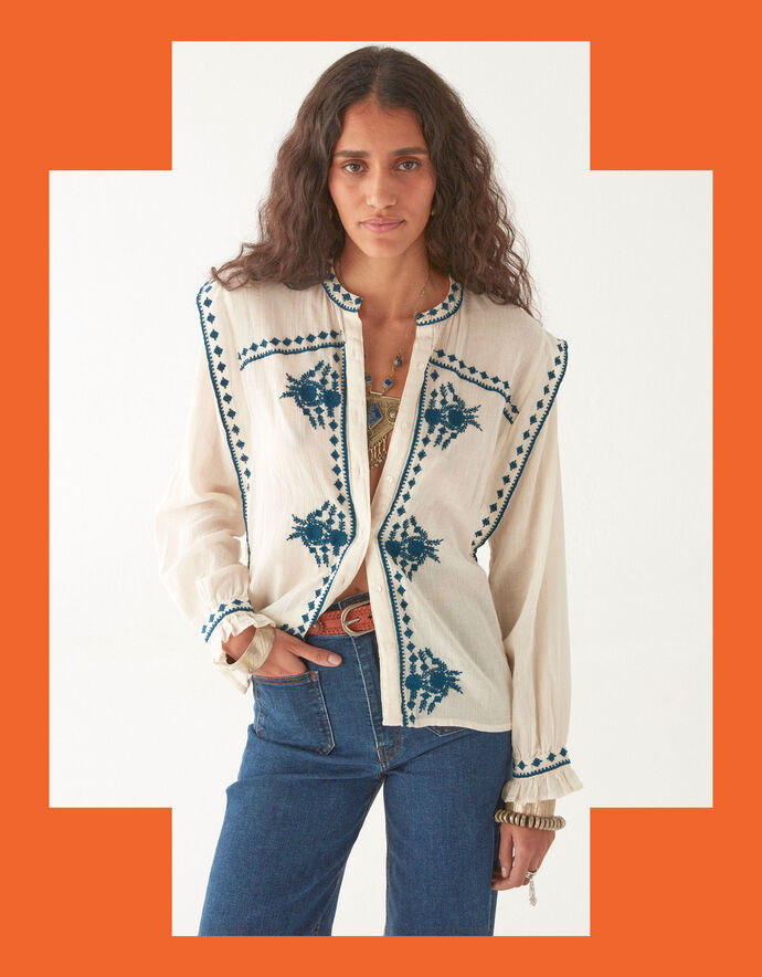 Maison Hotel Phillipa Embroidered Blouse White