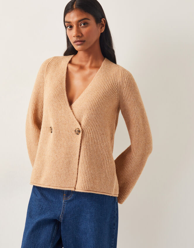 Sula V-Neck Double Breasted Cardigan Camel | Cardigans | Monsoon UK.