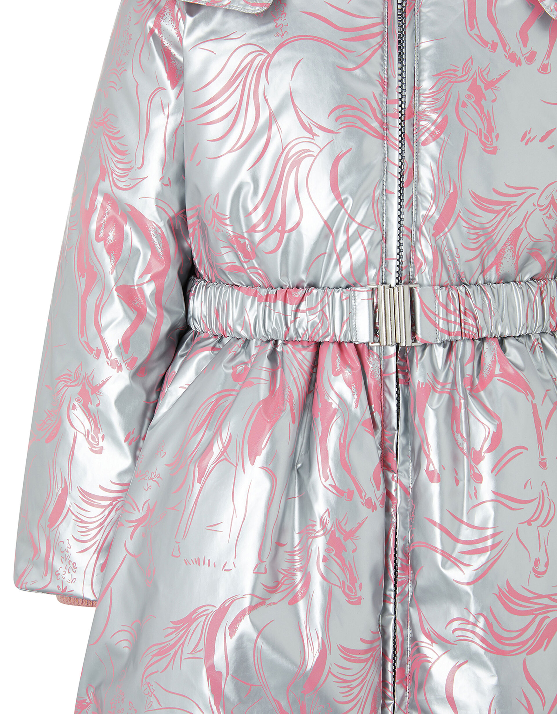 Metallic Unicorn Padded Coat Silver