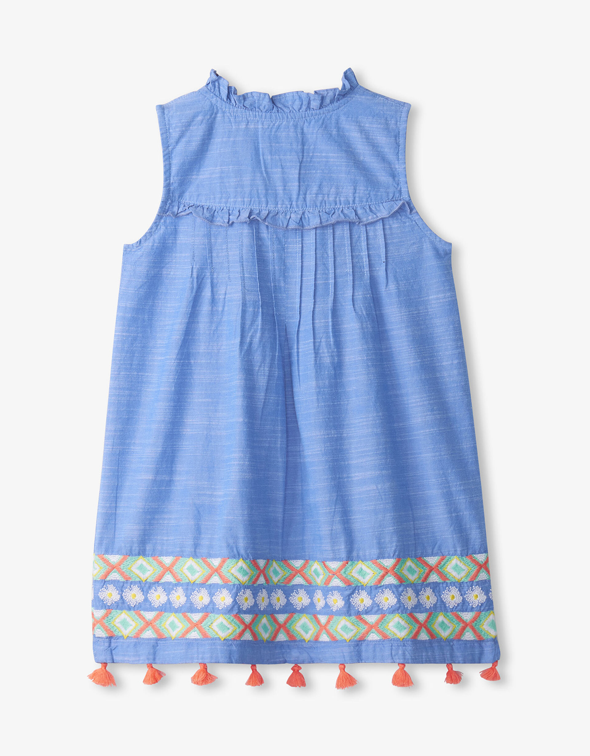 Hatley Embroidered Chambray Dress Blue