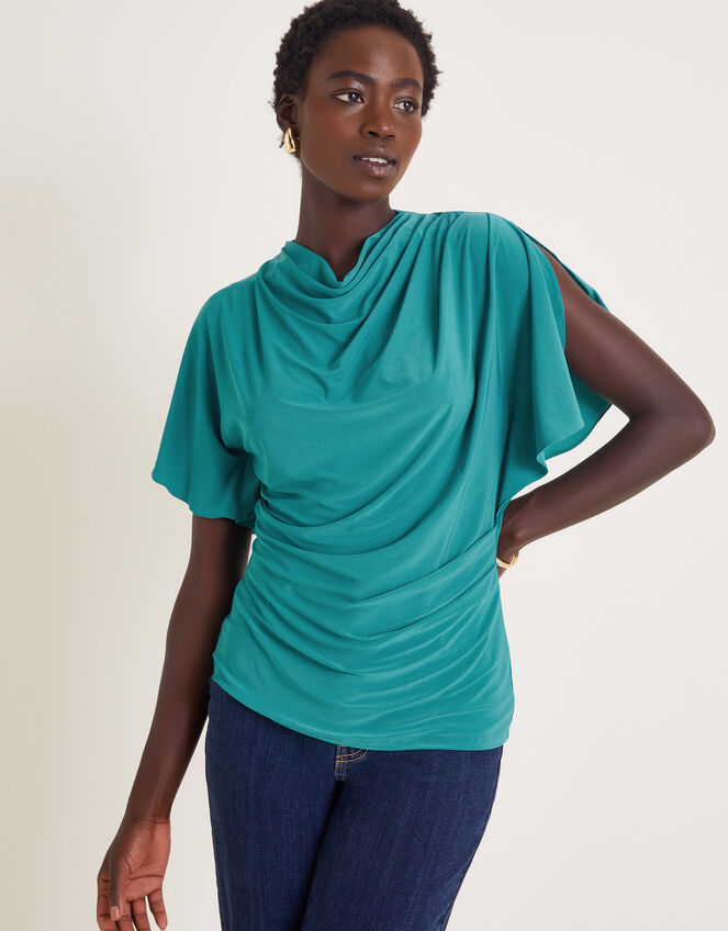 Deb Drape Jersey Top Teal | Tops & T-shirts | Monsoon UK.