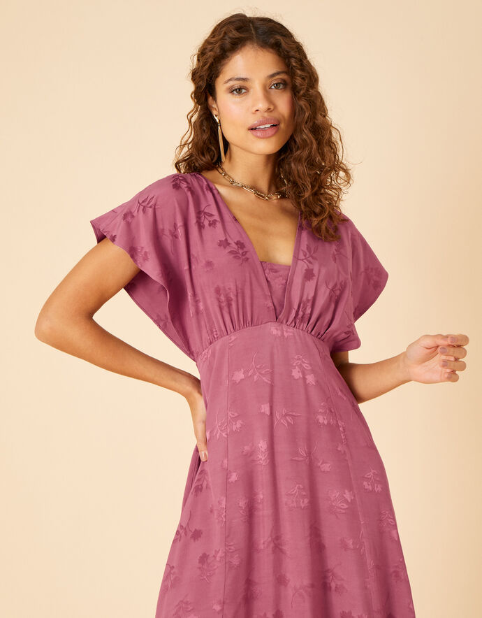 Donna Satin Jacquard Maxi Dress Pink