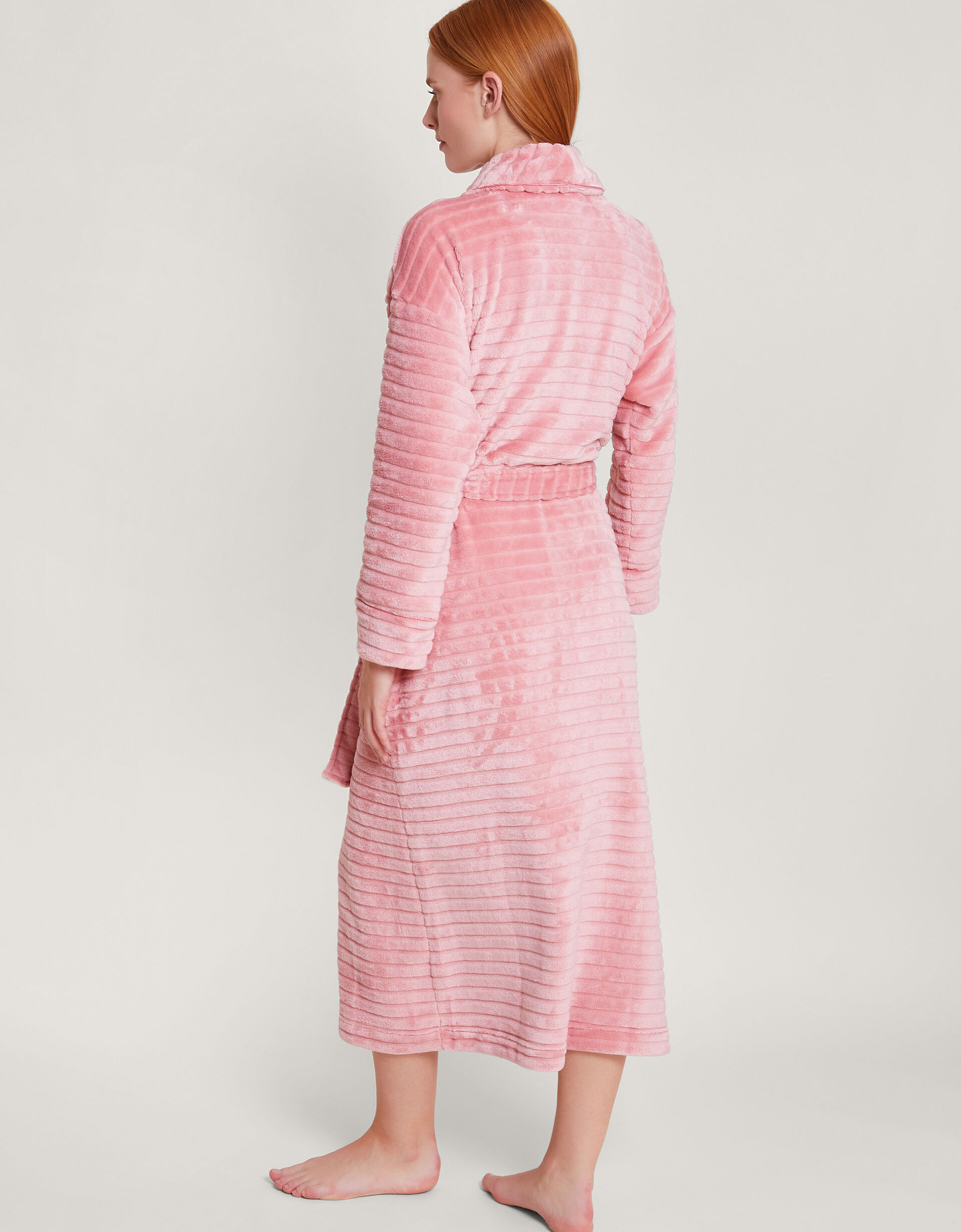 Stripe Textured Dressing Gown Pink