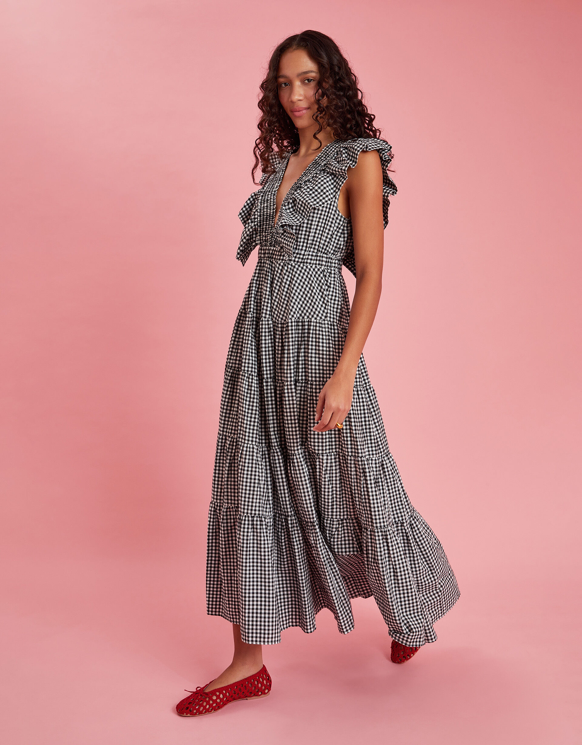 Sundress Shandrani Gingham Maxi Dress Black