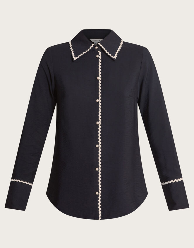 Rhea Ric Rac Embroidered Blouse Black