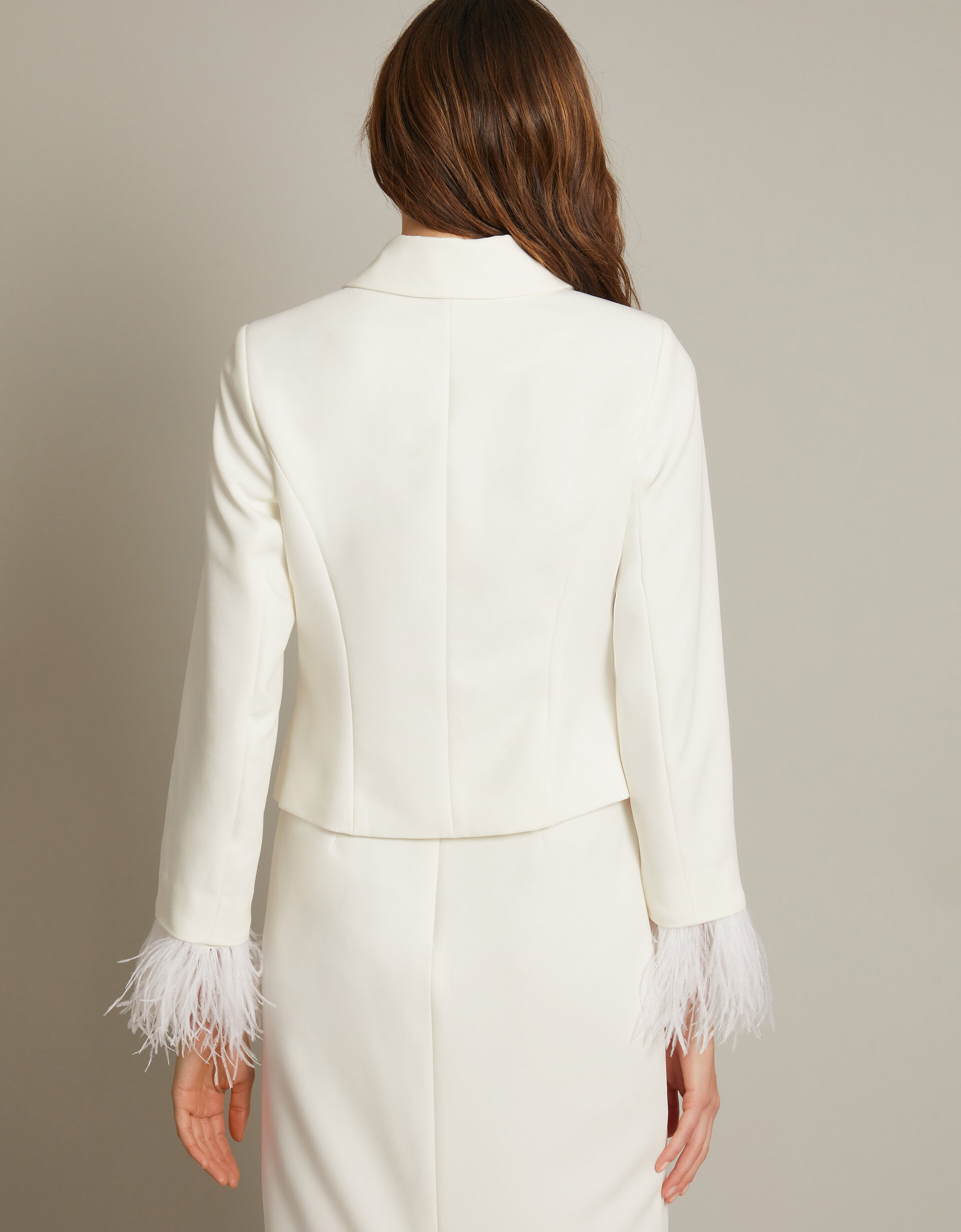 Luisa Feather Cuff Wedding Jacket Ivory | Women's Jackets | Monsoon UK.