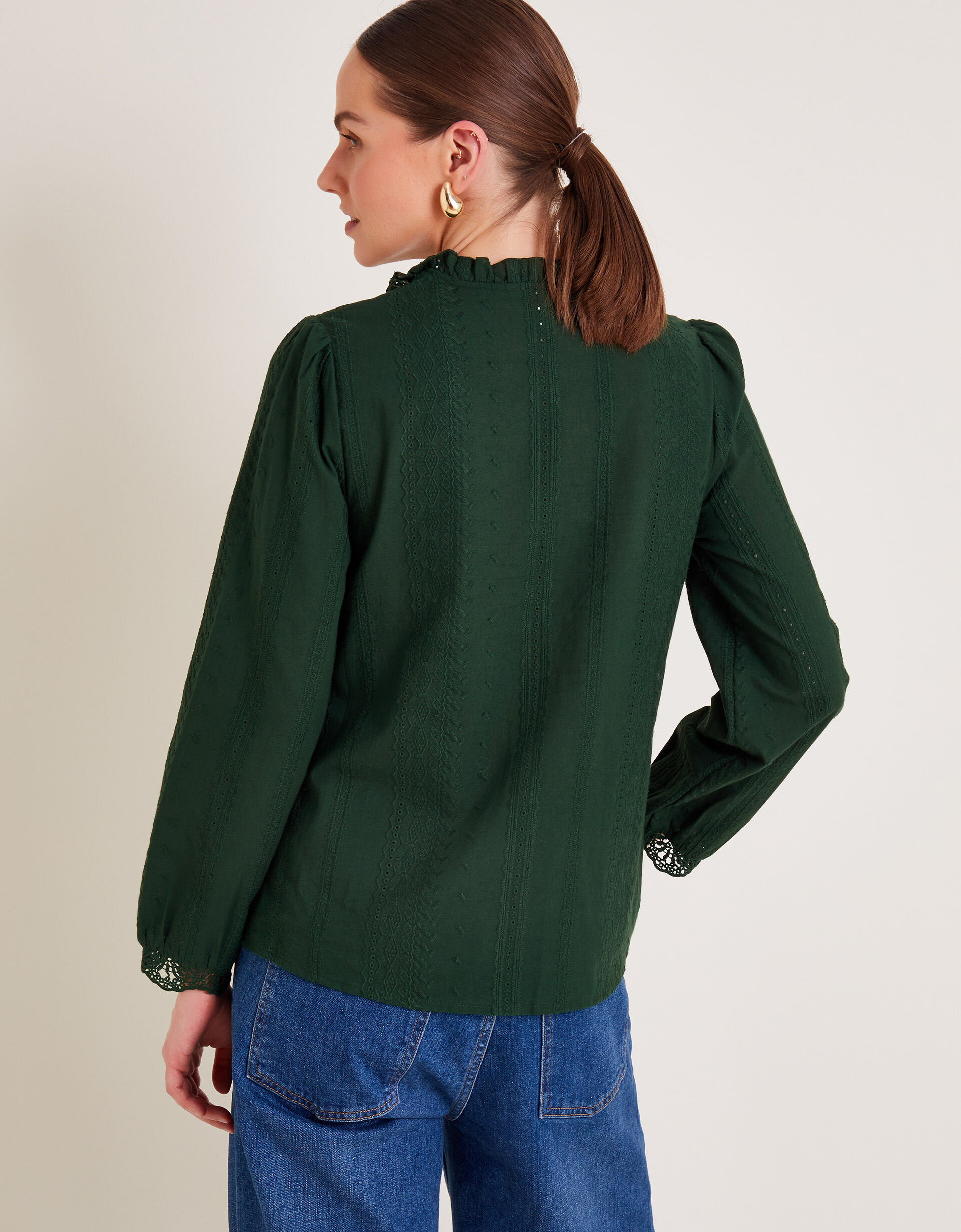 Cora Embroidered Shirt Green | Tops & T-shirts | Monsoon UK.
