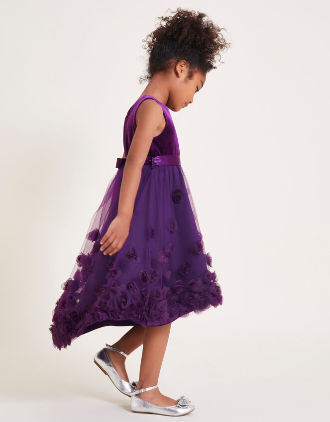 Ianthe 3D Flower Dress Purple | Girls' Dresses | Monsoon UK.