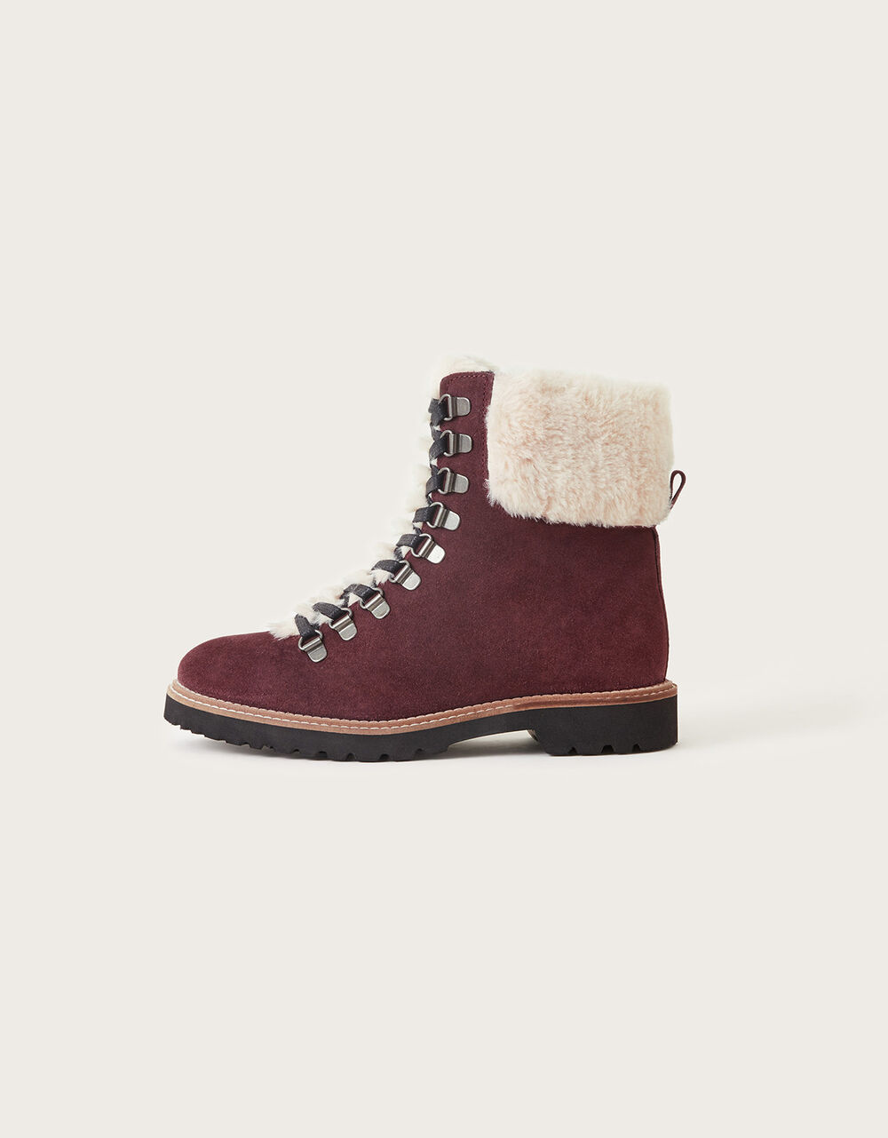 Barnes Suede Walking Boots Red | Women's Shoes | Monsoon UK.
