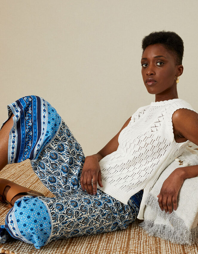 Heritage Border Stripe Trousers in LENZING™ ECOVERO™ Blue