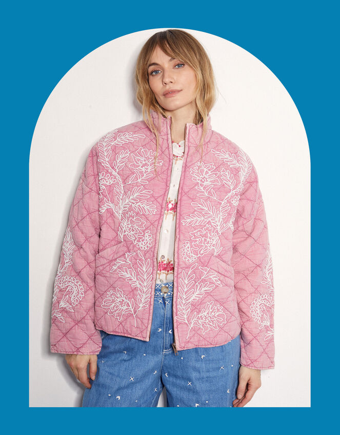 East Embroidered Quilted Jacket Pink