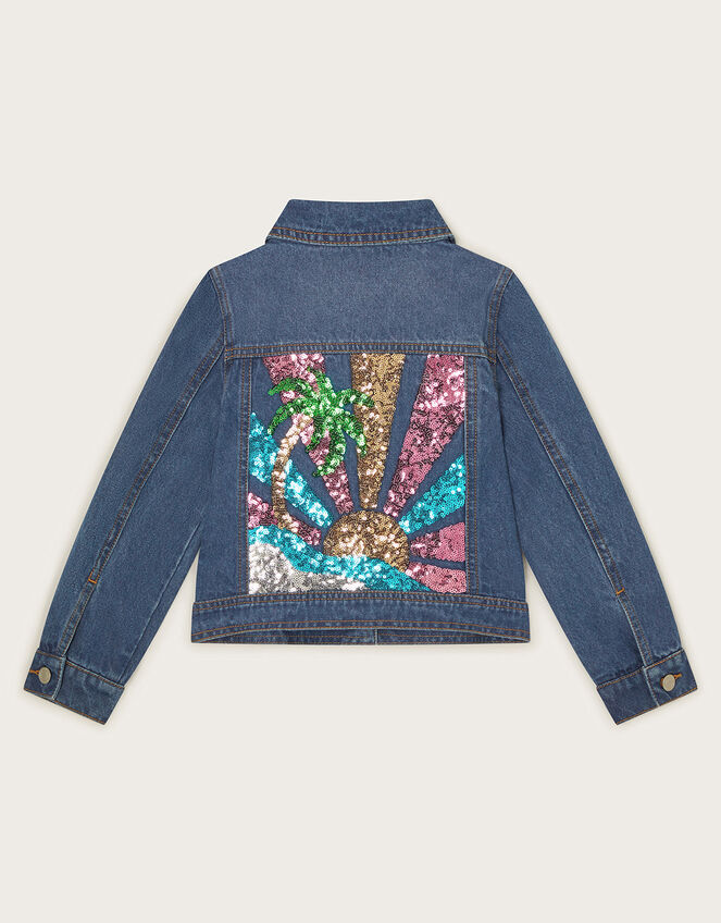 Sequin Denim Jacket Blue | Girls' Coats & Jackets | Monsoon UK.