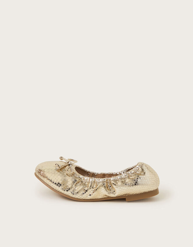 Foldable Ballet Flats Gold | Girls' Flat Shoes | Monsoon UK.