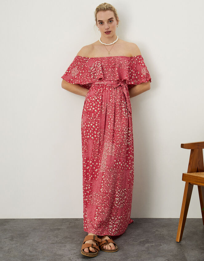 Patchwork Maxi Dress with LENZING™ ECOVERO™ Red | Work Dresses ...