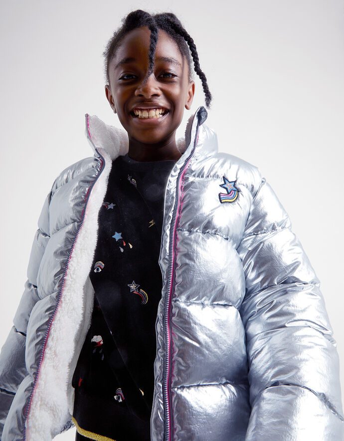 Starry Metallic Jacket Silver | Girls' Coats & Jackets | Monsoon UK.
